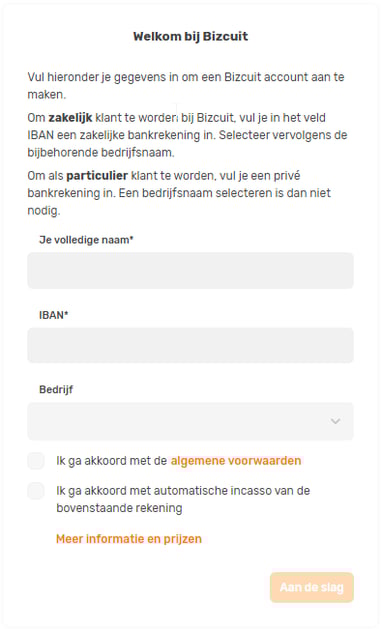 Ik wil een Bizcuit account